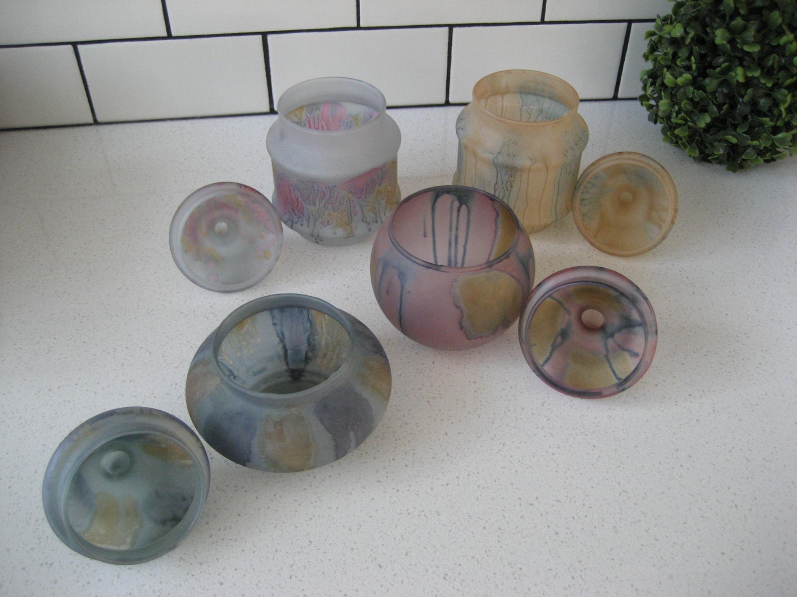 CHOICE Vintage Simron Israeli Hand-stained Glass Jars - Etsy UK