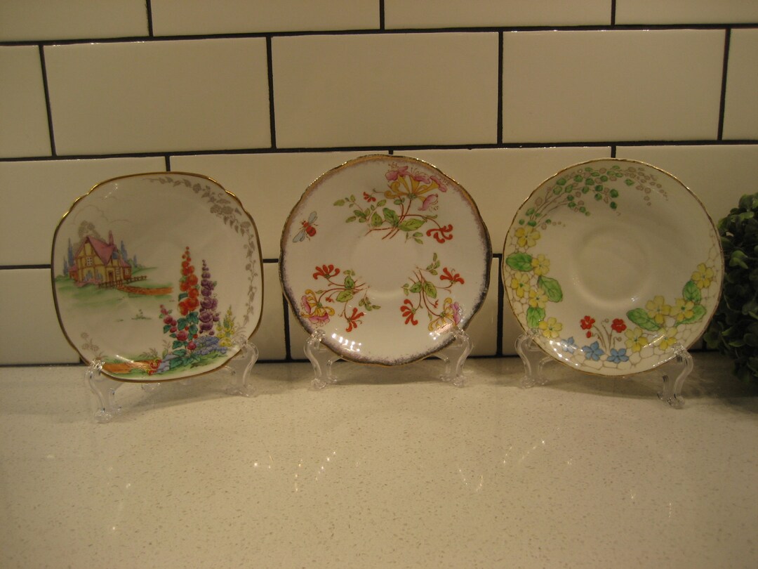 CHOICE Antique Orphan Handpainted Fine Bone China Saucers Royal Albert ...