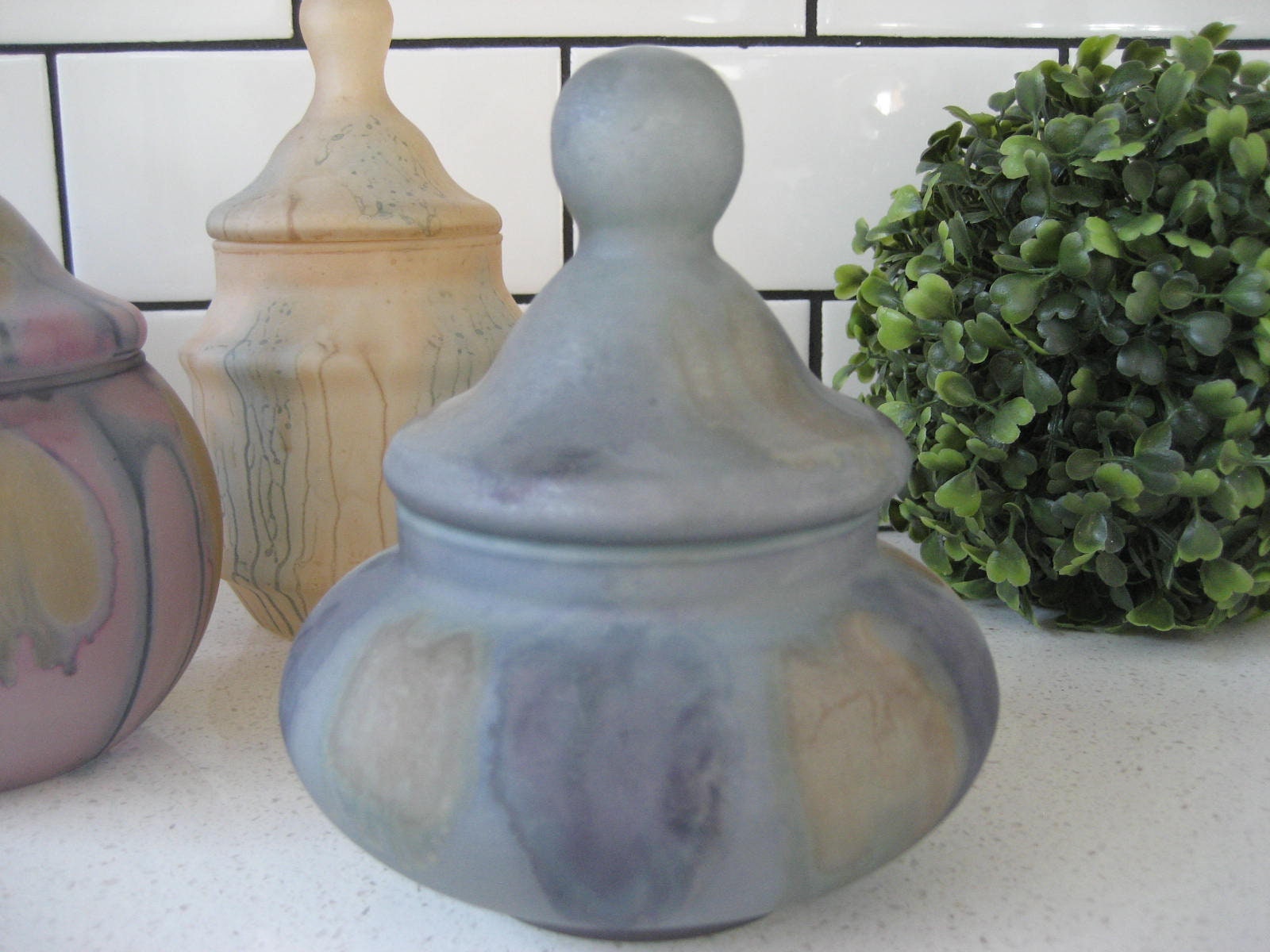 CHOICE Vintage Simron Israeli Hand-stained Glass Jars - Etsy UK