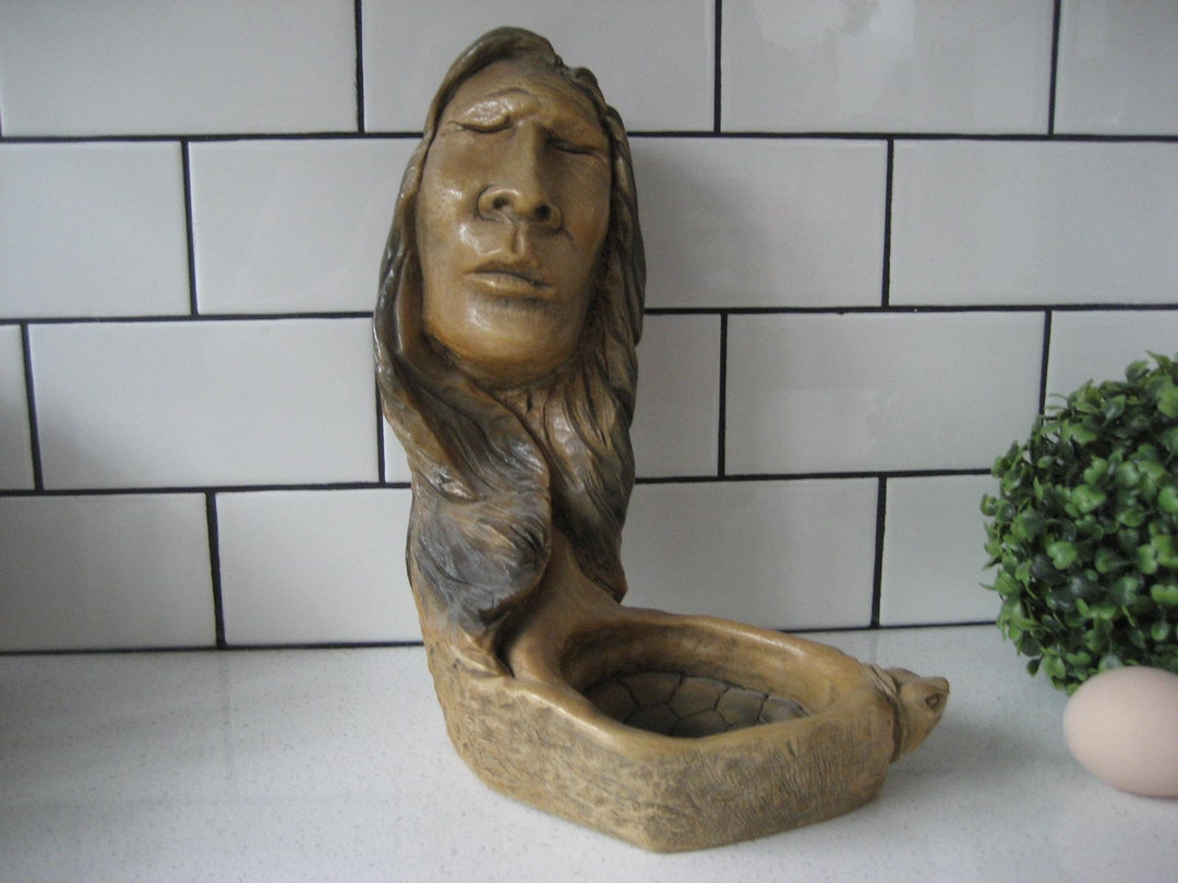12” Vintage Native Canadian Stone Sculpture Settled Spirit Signed ...
