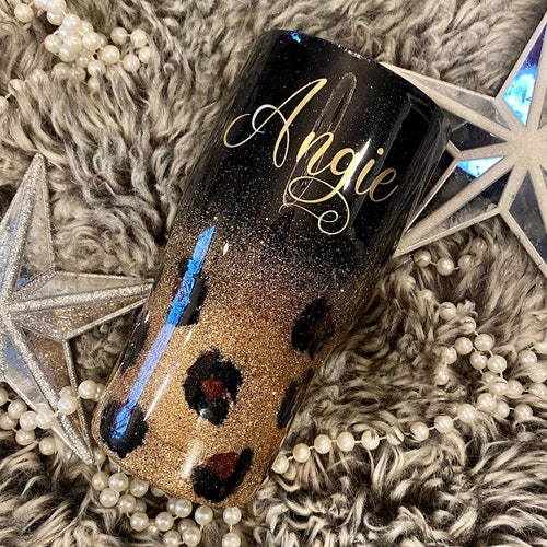 Leopard Print Tumbler Glitter Tumblers Leopard Tumbler - Etsy