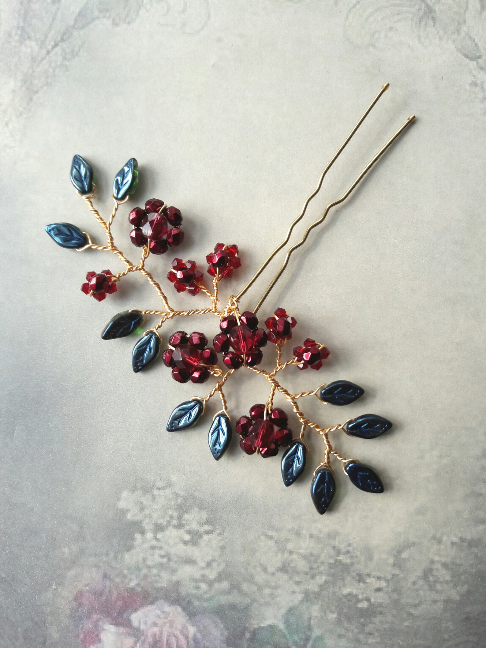 Red Rose Wedding Hair Pin Bridal Headdress Flower Headpiece - Etsy