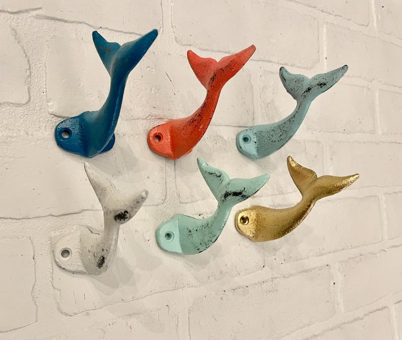 Whale Tail Hook (19 Colors), Nautical Hook, Beach Wall Decor, Towel ...
