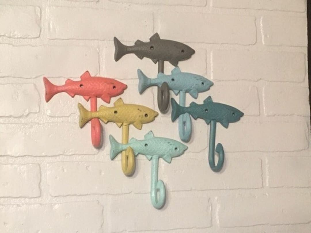 Fish Wall Hook (19 Colors), Fish Coat Hooks, Bathroom Wall Hook, Fish ...