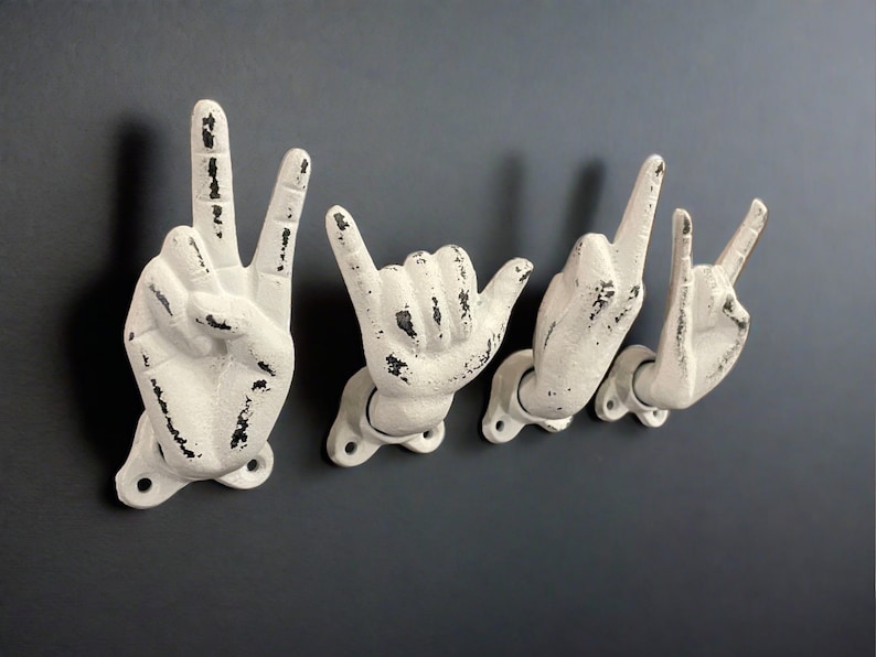 Hand Gesture Wall Hook – Decorative Metal Hooks, 18 Colors - Etsy