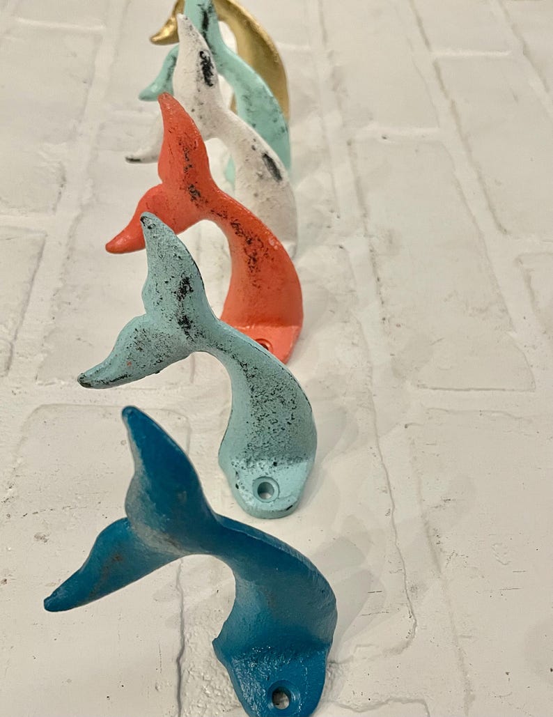 Whale Tail Hook (19 Colors), Nautical Hook, Beach Wall Decor, Towel ...