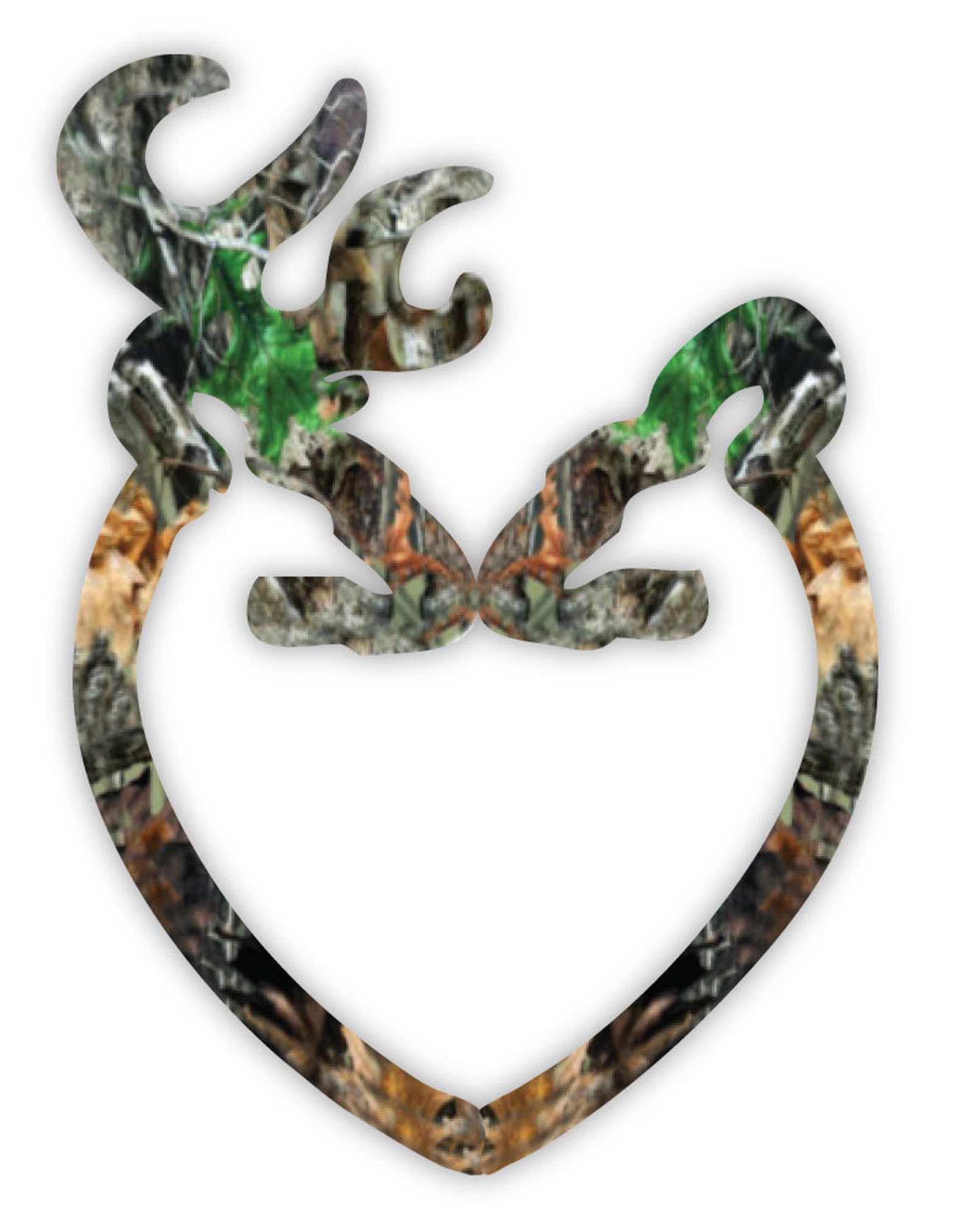 Camo Mossy Oak Buck and Doe Deer Heart Sticker Decal | Etsy