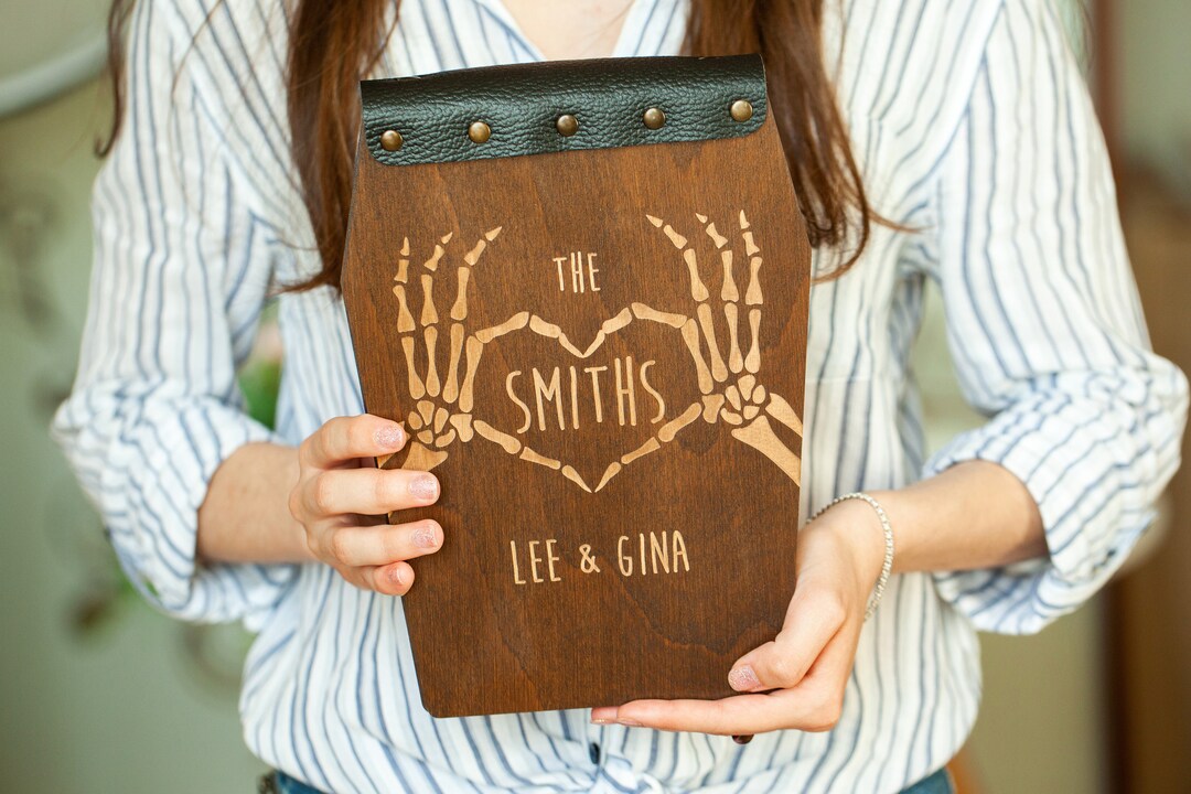 Wooden Guest Book Till Death Do Us Part, Coffin Guest Book Skeleton ...