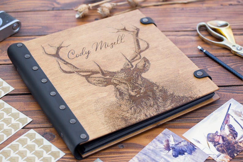 Wooden Photo Album With Deer Gift for Hunter or Fisherman With - Etsy