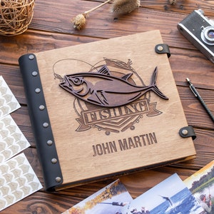 Wooden Photo Album for Fisherman With 3D Fish Personalized Book for ...