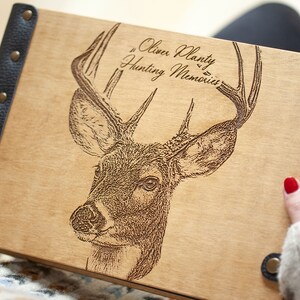 Hunting Photo Album With White Tail Deer Wooden Scrapbook - Etsy