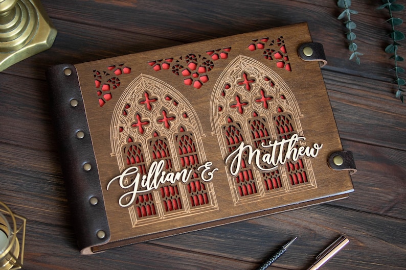 Gothic Wedding Guest Book, Halloween Gothic Wood Guest Book for Till ...