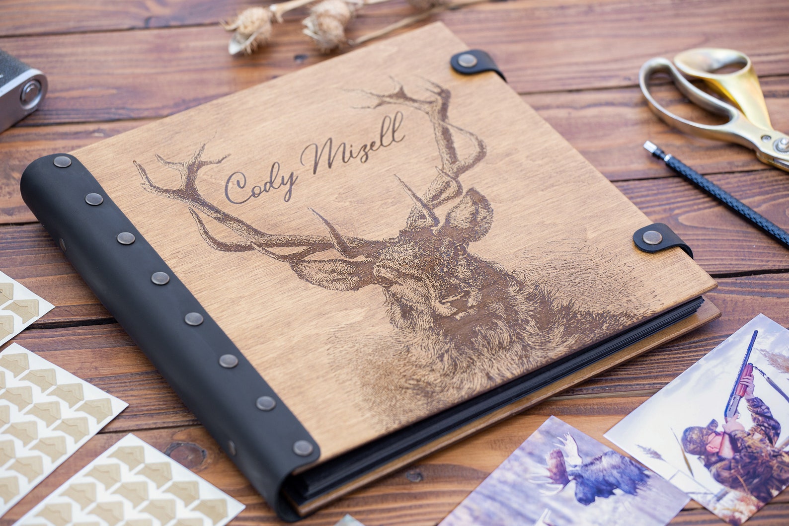 Wooden Photo Album With Deer Gift for Hunter or Fisherman With - Etsy