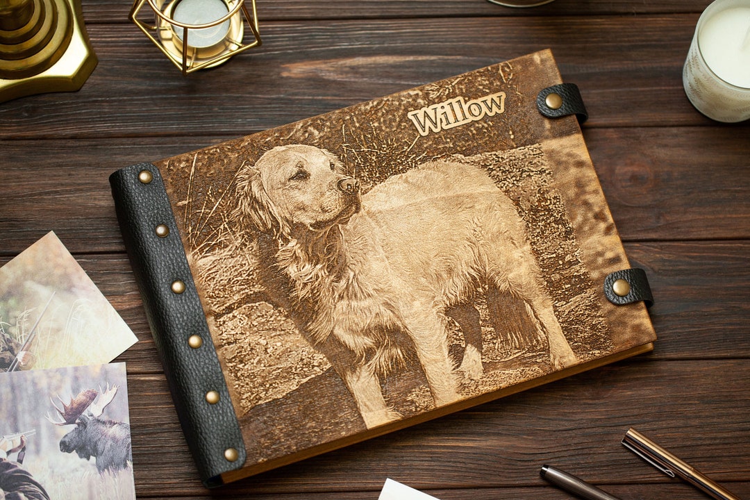 Personalized Dog Remembrance Album, Pet Loss Scrapbook With Engraved ...