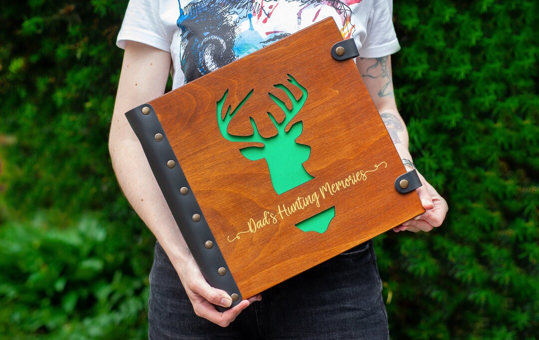 Personalized Hunting Memory Album, Custom Wooden Photo Album, Engraved ...