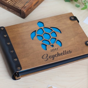 Wooden Photo Album Vacation Adventures With Turtle Monogram and Your ...