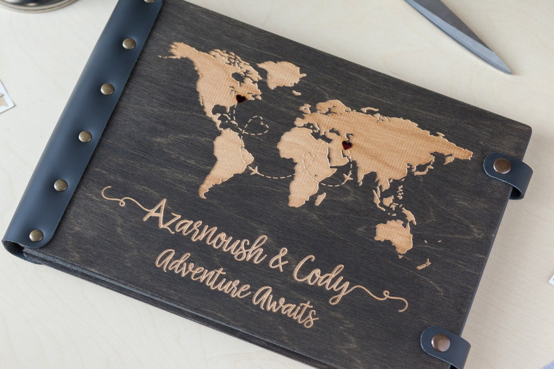 Our Adventure Book Photo Album, World Map Travel Photo Album, Wedding ...
