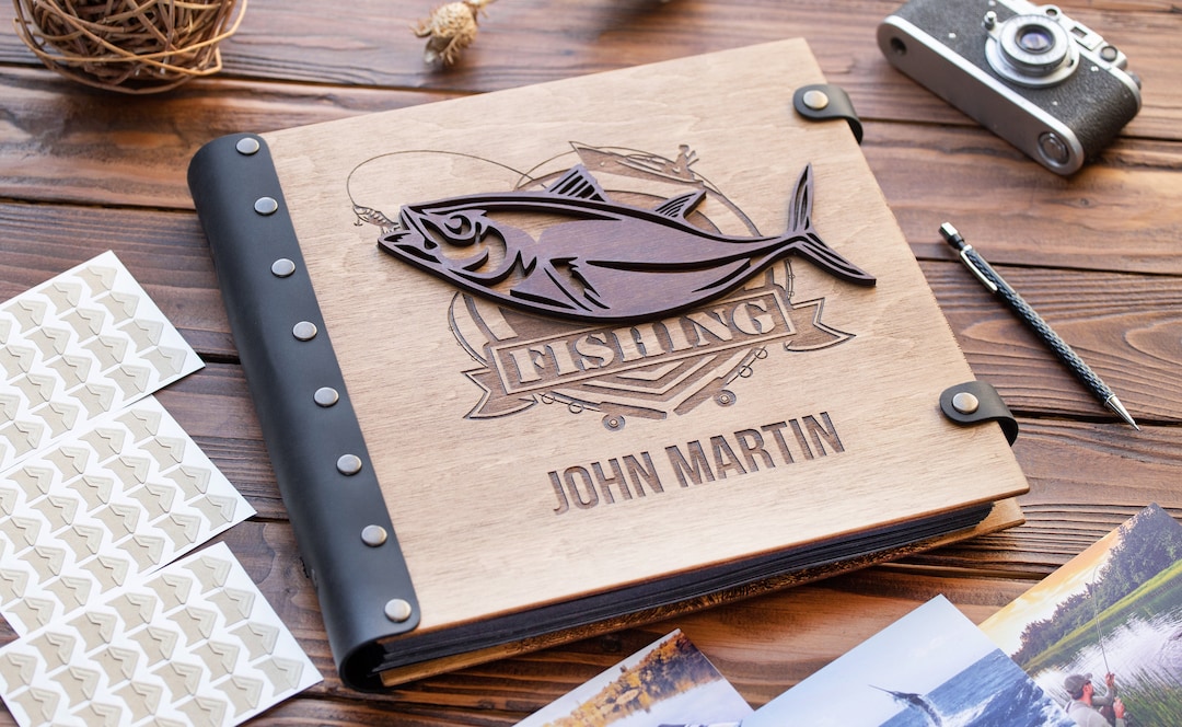 Wooden Photo Album for Fisherman With 3D Fish Personalized Book for ...