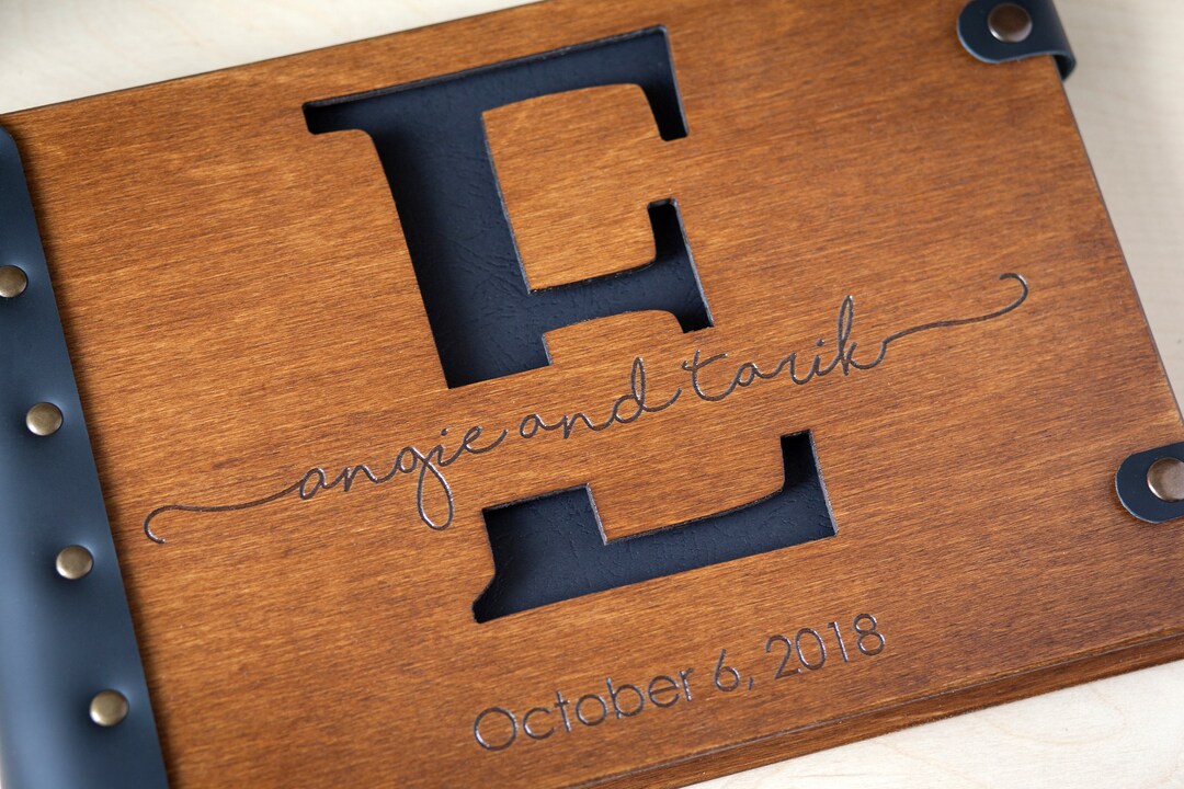Wedding Photo Album Personalized Engagement Gift for Couple, Wooden ...