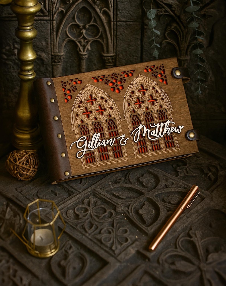 Gothic Wedding Guest Book, Halloween Gothic Wood Guest Book for Till ...