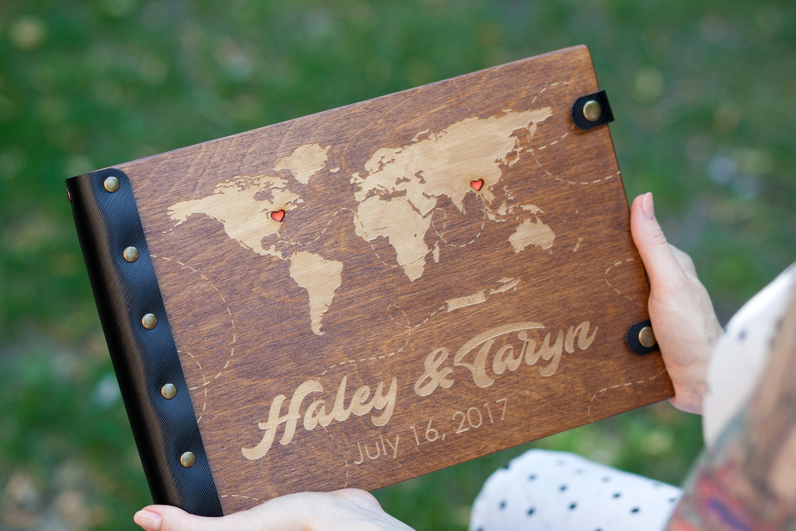 Wooden Our Adventure Book, Personalized Guest Book Travel Wedding Gift ...