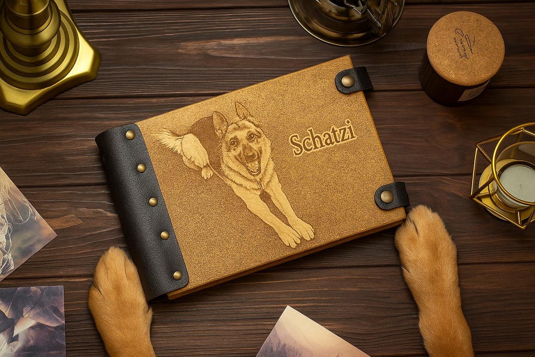 Custom Dog Memory Book, Wooden Pet Photo Album, Personalized ...