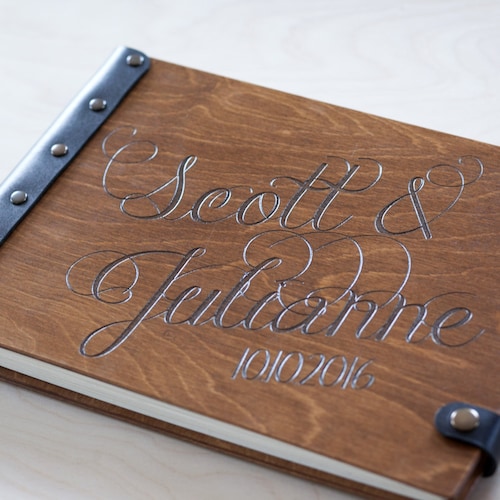 Rustic Style Wedding Personalized Guest Book With Wreath and - Etsy