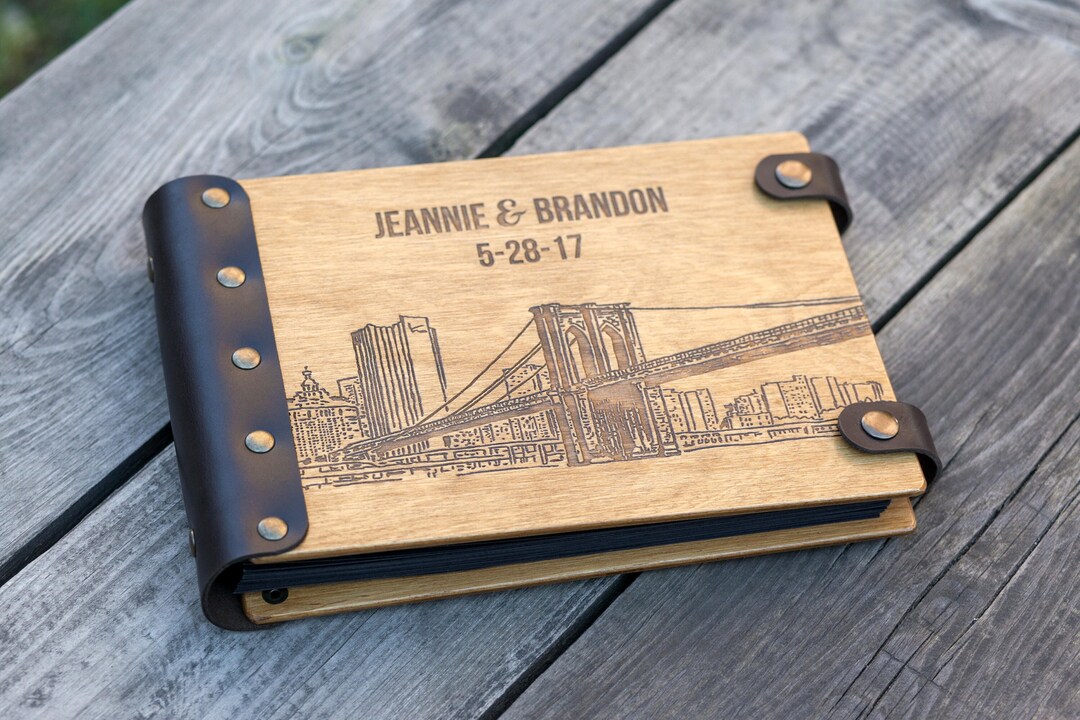 Custom Photo Album Brooklyn Bridge, Wooden Photo Album Scrapbook ...