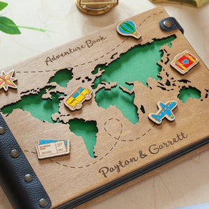 Travel Photo Album With World Map, Our Adventure Book, Custom Photo ...