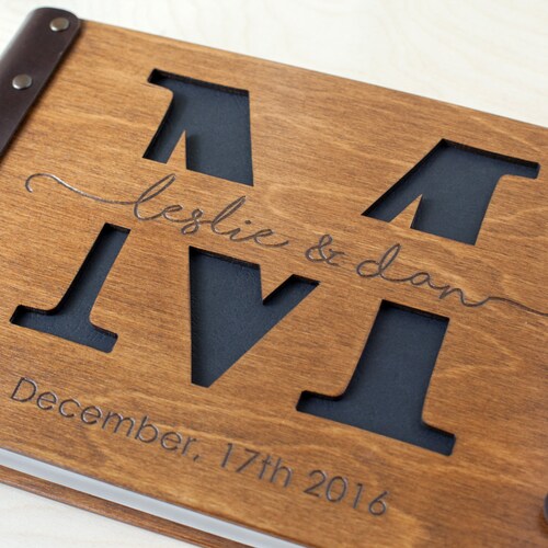 Custom Wedding Guest Book Monogram Photo Guestbook Navy and | Etsy