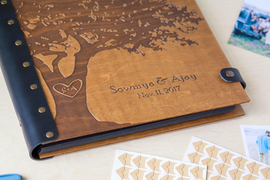 Tree Photo Album, Wooden Wedding Photo Album Love Tree Design, Family ...