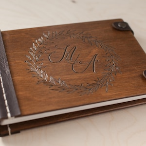 Rustic Style Wedding Personalized Guest Book With Wreath and Your Name ...