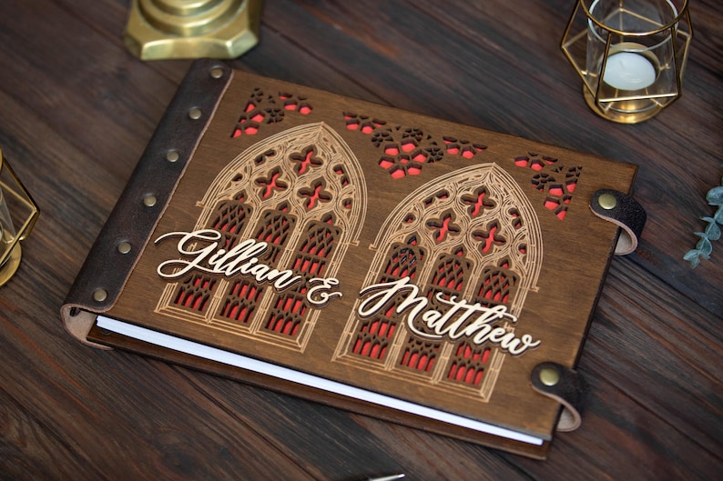 Gothic Wedding Guest Book, Halloween Gothic Wood Guest Book for Till ...