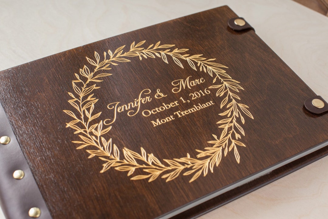 Personalized Wedding Scrapbook for Memories, Rustic Golden Wreath ...