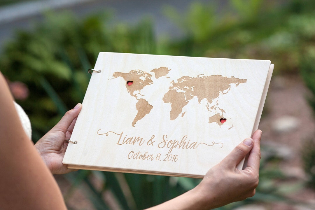 Personalized World Map Guest Book for Wedding Adventure, Custom Wedding ...