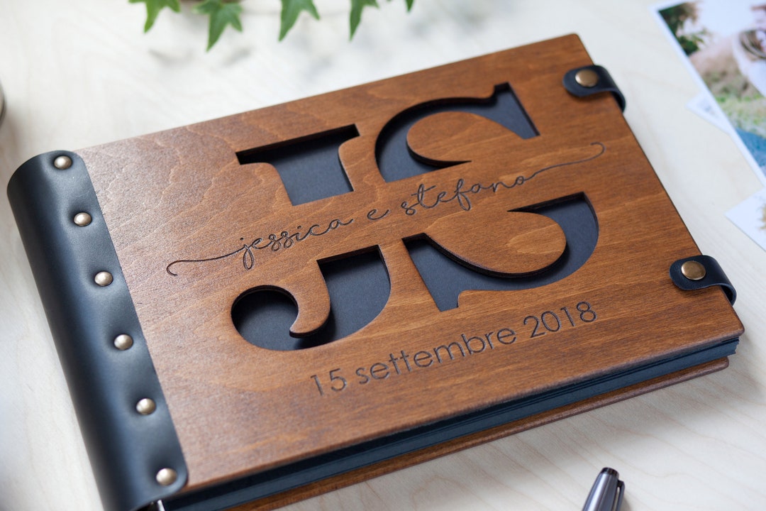 Monogram Photo Album Wedding Photo Album Scrapbook Album Wood Photo ...