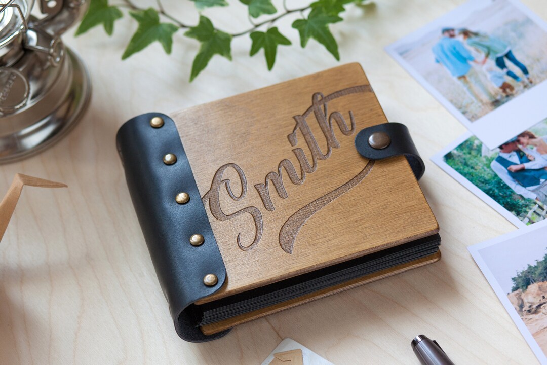 Custom Mini Photo Album With Engraving, Wood Photo Album, Personalized ...