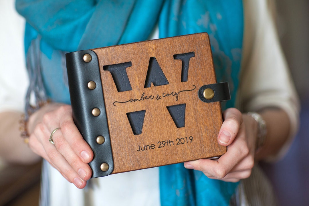 Mini Photo Album, Monogram Wooden Photo Album, Engraved Photo Album ...