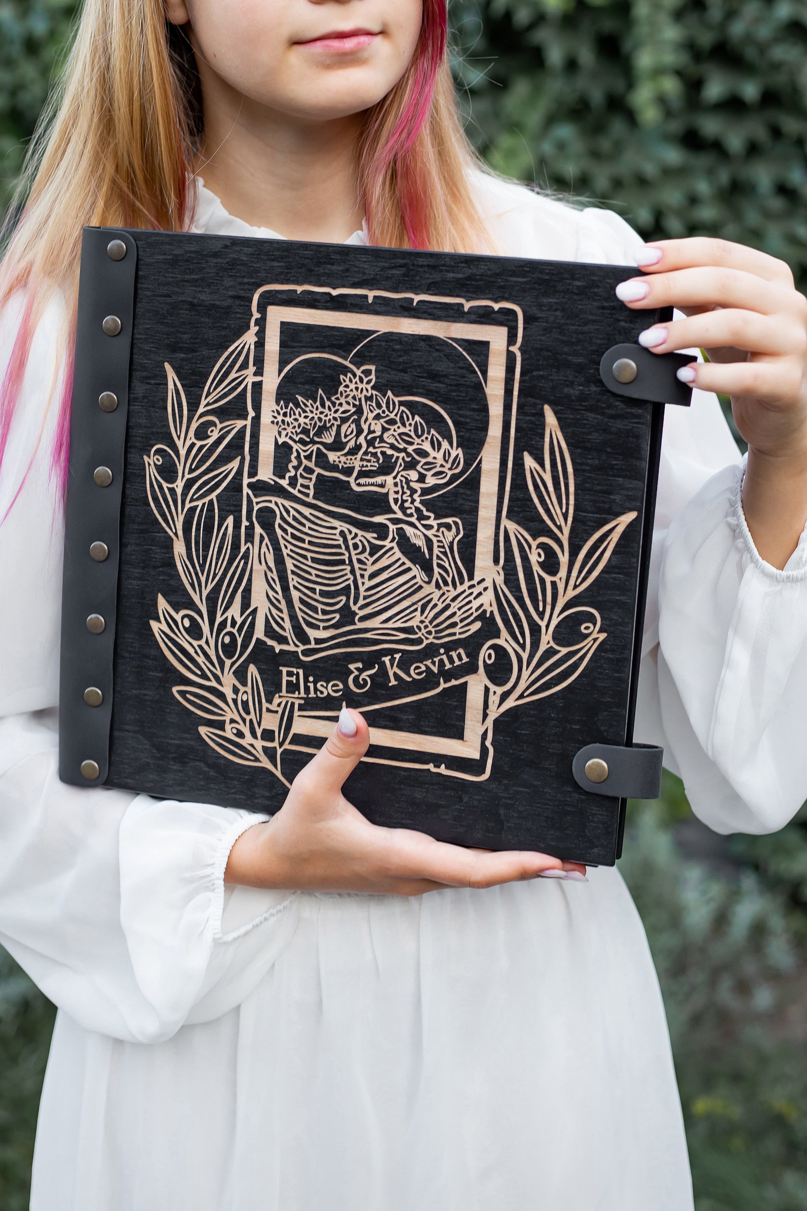 Gothic Personalized Photo Album Skeletons Kiss Till Death Do Us Part ...