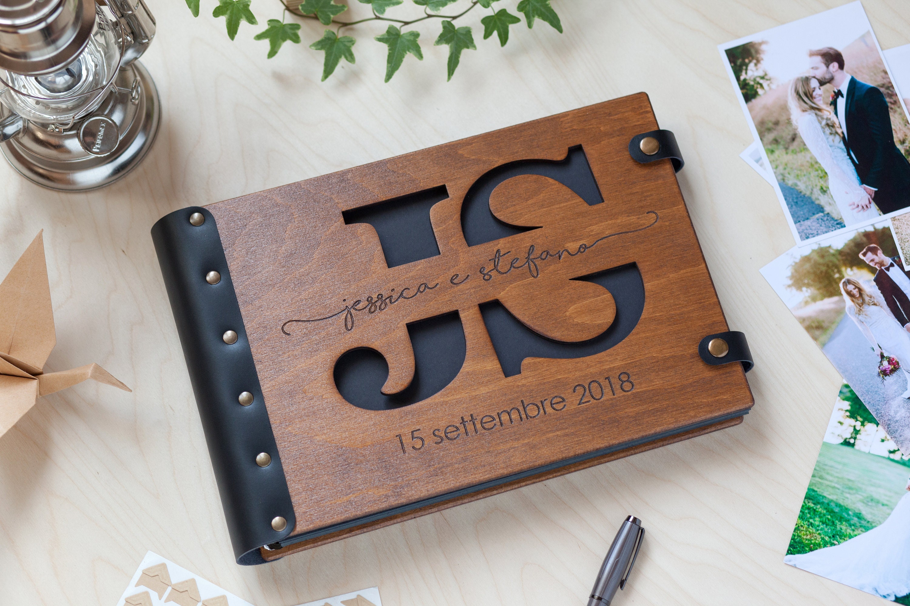 Monogram Photo Album Wedding Photo Album Scrapbook Album Wood | Etsy