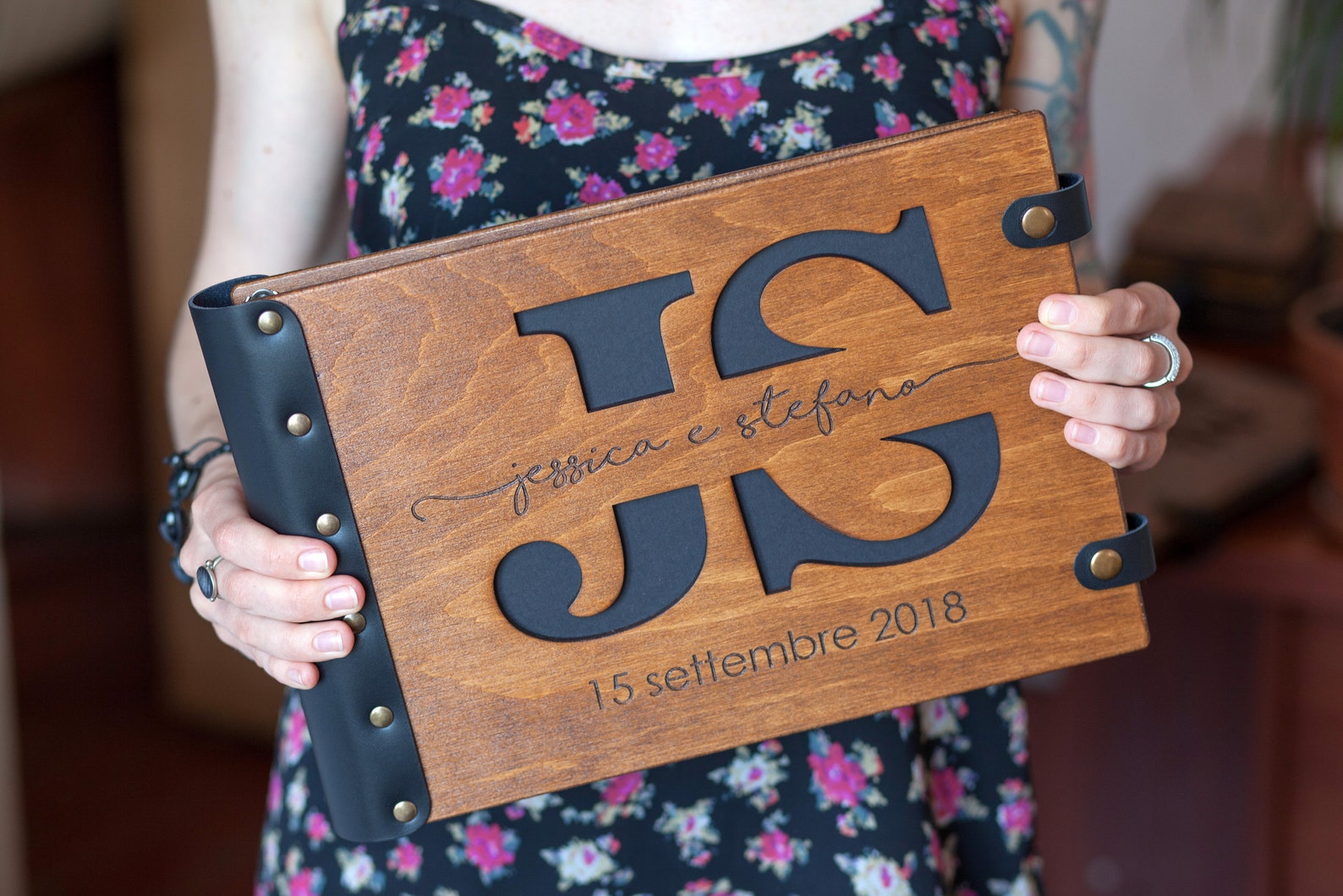 Monogram Photo Album Wedding Photo Album Scrapbook Album Wood | Etsy