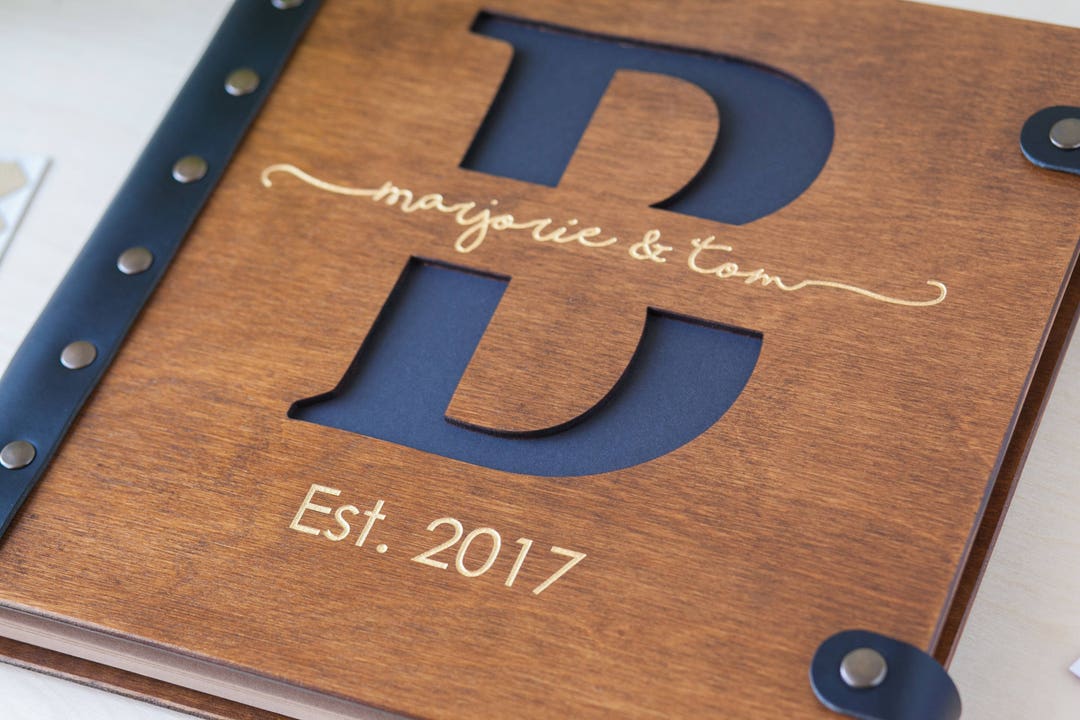Custom Monogram Photo Album Wooden Photo Album Personalized - Etsy