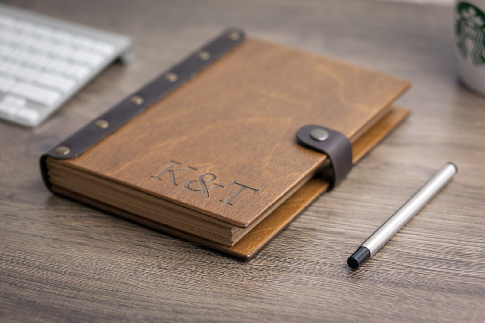 Personalized Wood Notebook Gift for Him Custom Initialed | Etsy