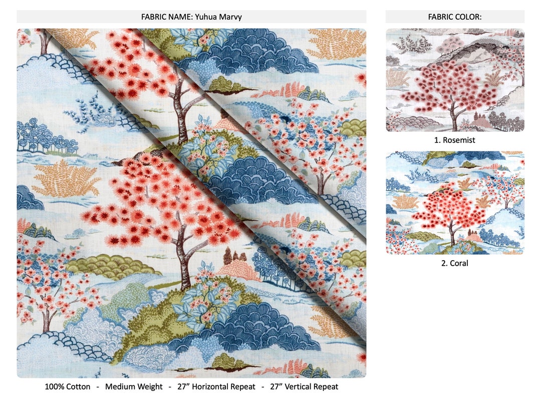 Yuhua Marvy 2 Colors Mountain Tree Toile Cotton Curtain - Etsy