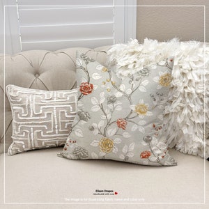 Leda Peony; 2 Colors; Jacobean Floral Flower Rose Blue Gray; Cotton ...