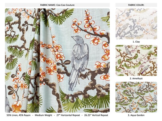 Coo Coo Couture 7 Colors Chinoiserie Bird Asian Pine Tree | Etsy