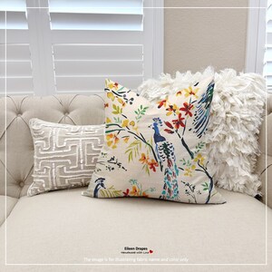 Quiller; Color Multi; Watercolor Peacock Bird Floral; Cotton Curtain ...