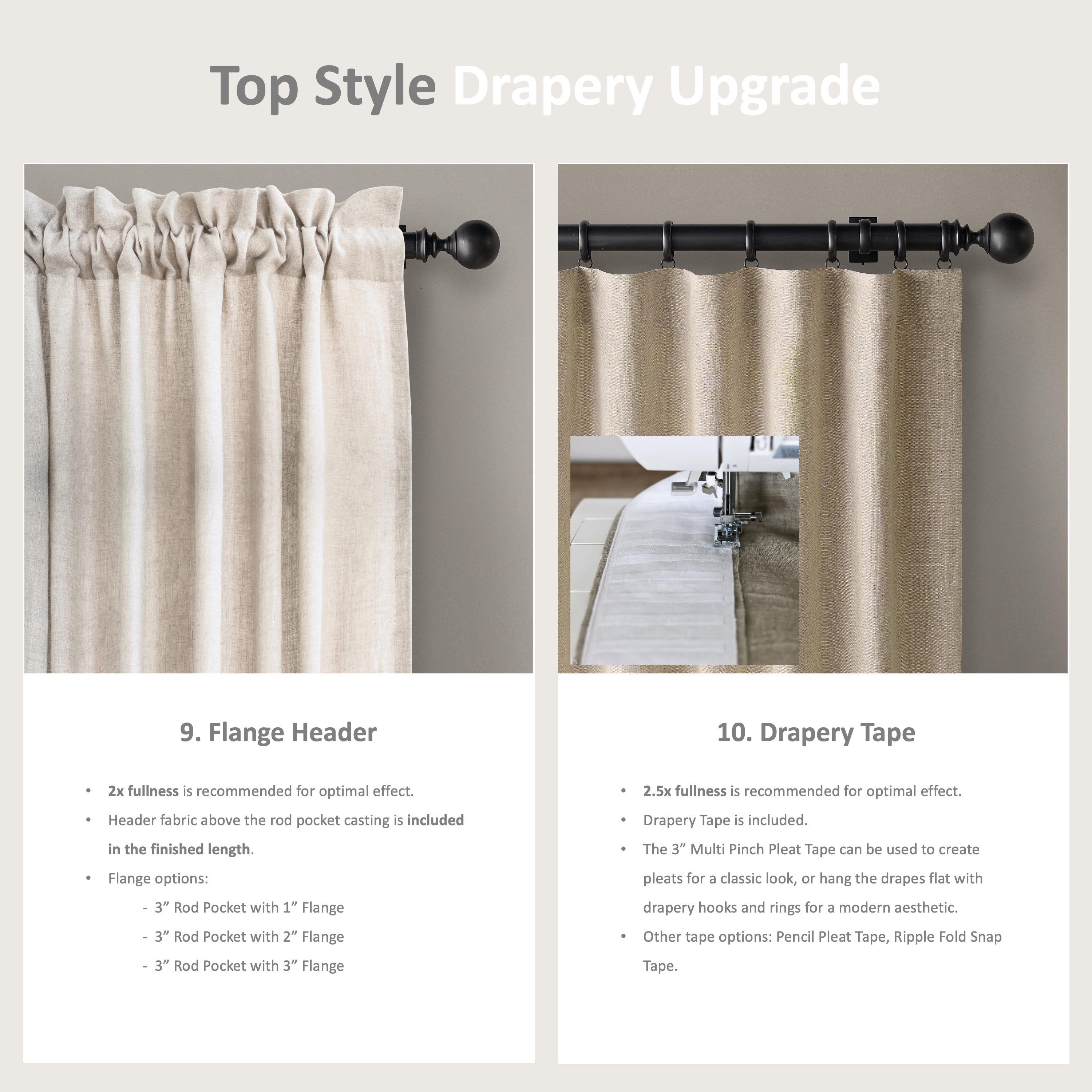 TOP STYLE Drapery Upgrade to Custom Drapes; Pinch Pleats; Euro Pleats ...