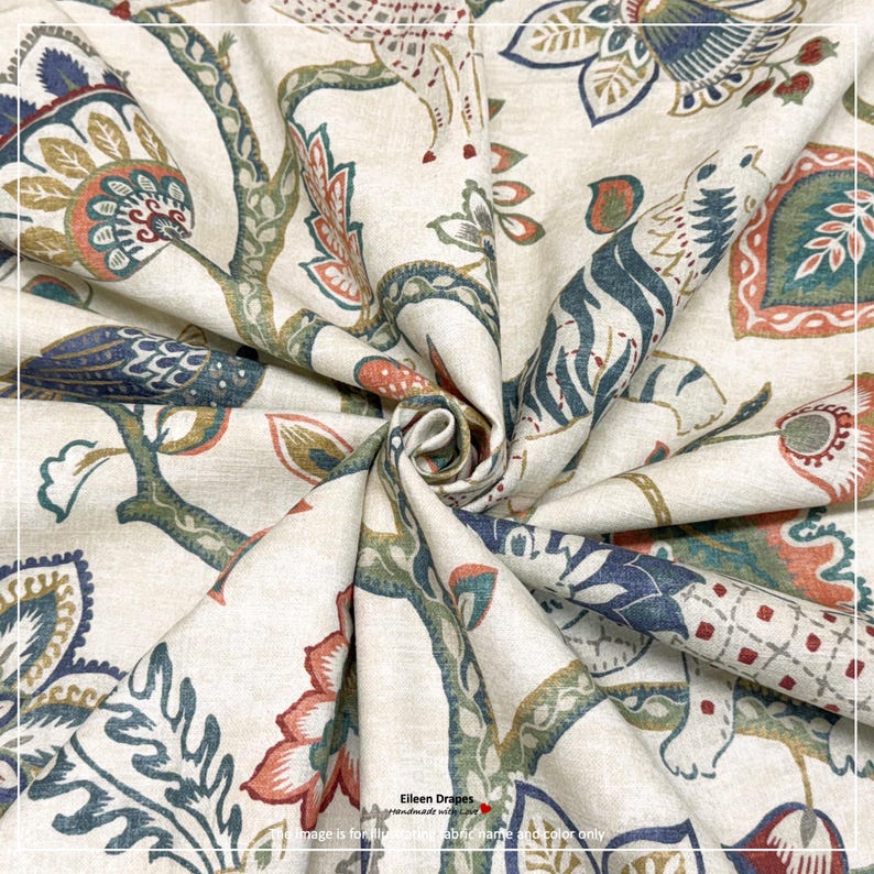 Jonah; Color Traditional; Jacobean Floral Tigers Birds Lions Deer ...