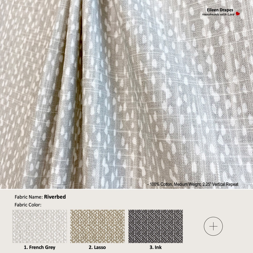 Riverbed; 7 Colors; Dots Grey Beige Blue; Cotton Curtain, Valance ...